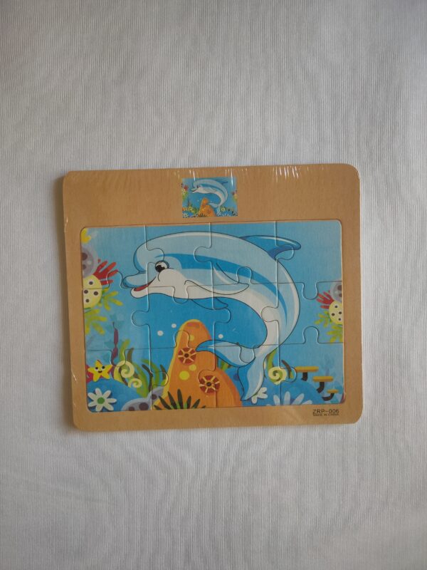 12 Pieces Wooden Puzzle - Dolphin - littlelearns.com